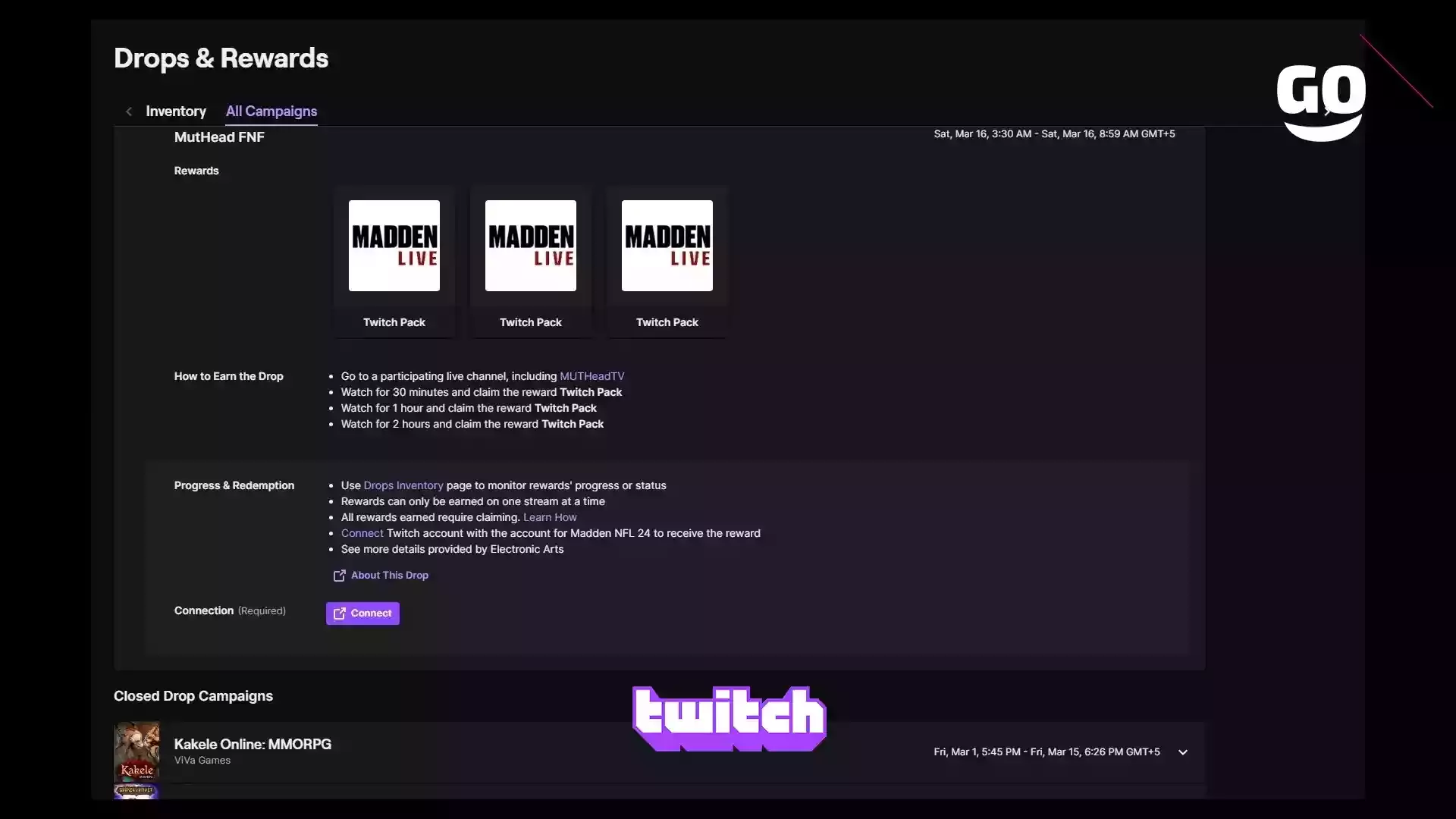 Twitch Drops награды MUTHead FNF для Madden NFL 24