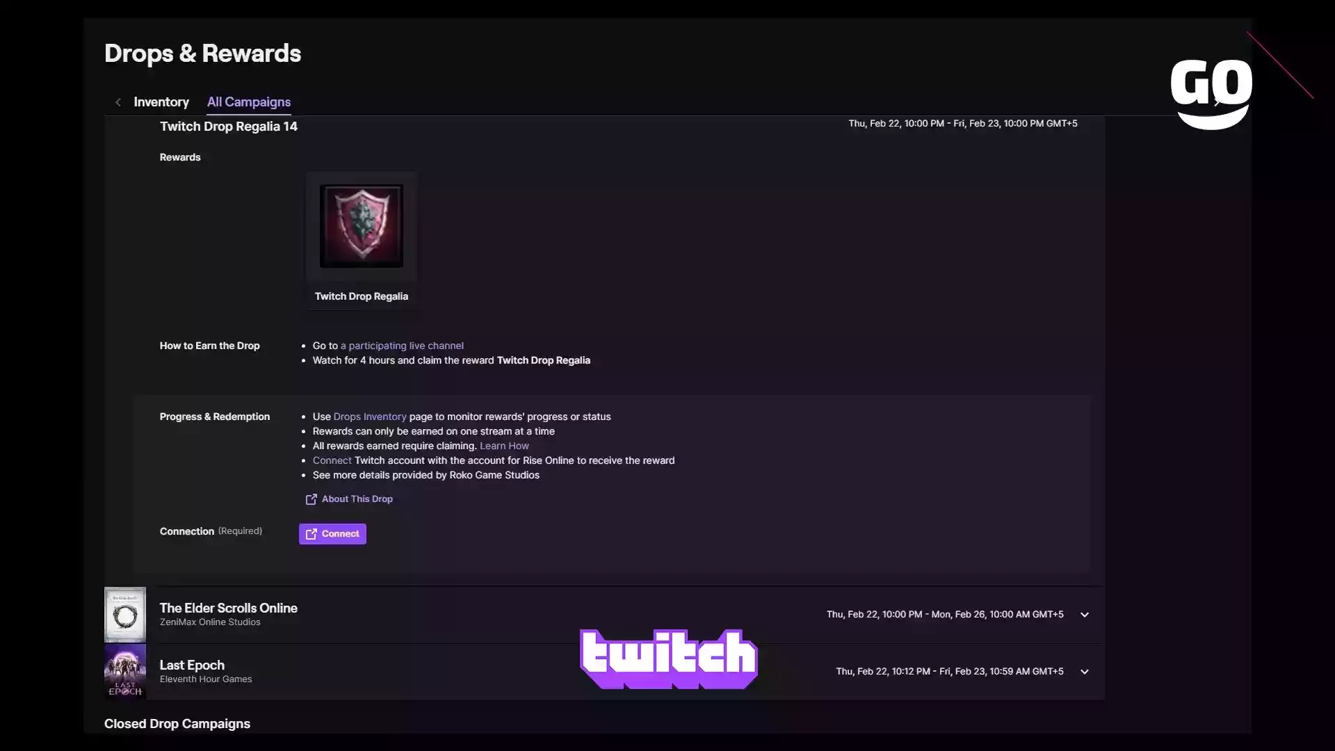 Twitch Drops Rise Online: пак Twitch Drop Regalia 14